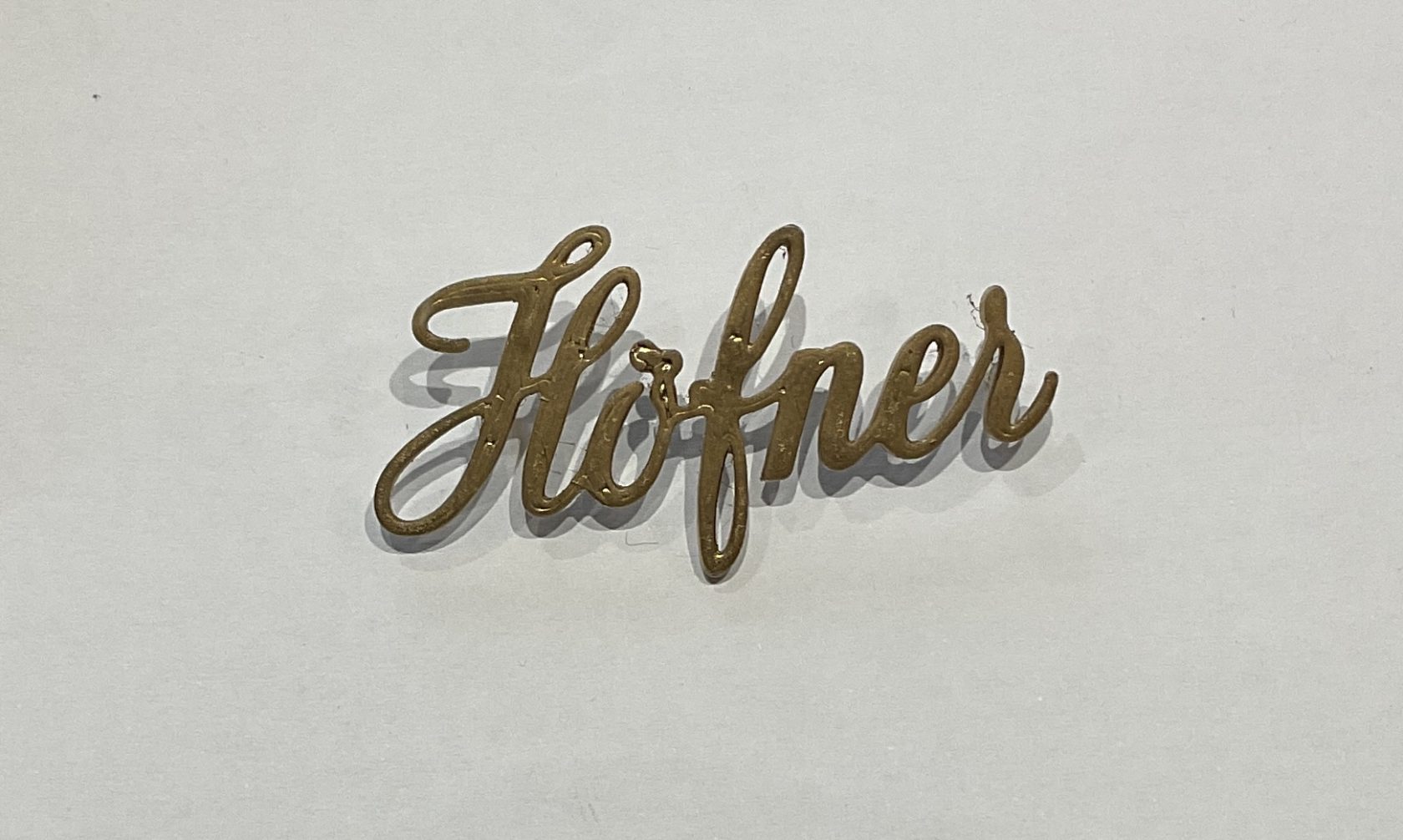 Reproduction Hofner Resin Headstock Logo. - Vintage & Modern Guitars